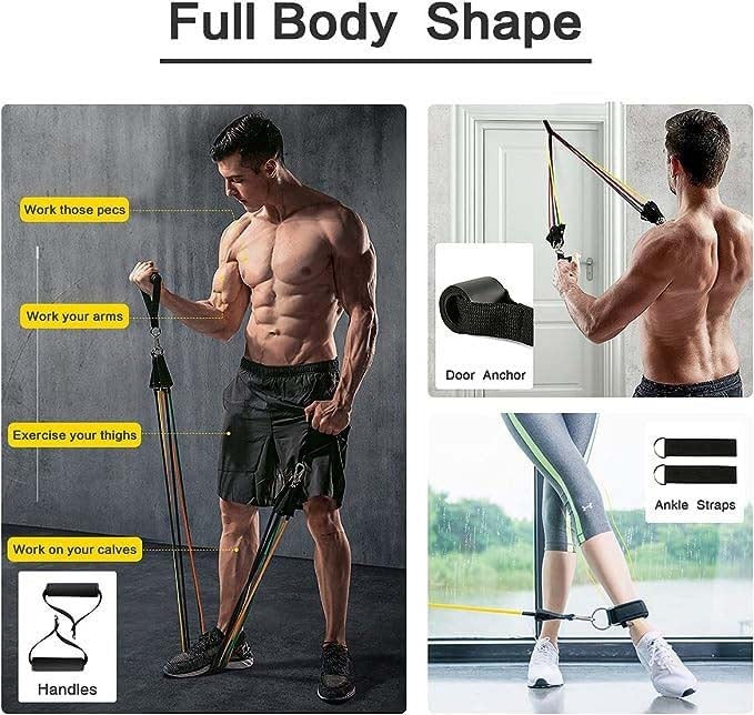 SP Dealz Power Resistance Bands for Workout for Women & Men (11pcs), E ...